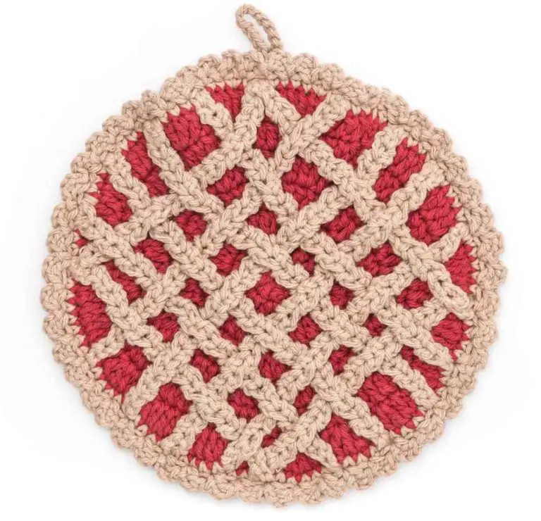 Free Crochet Pattern: Cherry Pie Hot Pad - I Love Yarn Forever