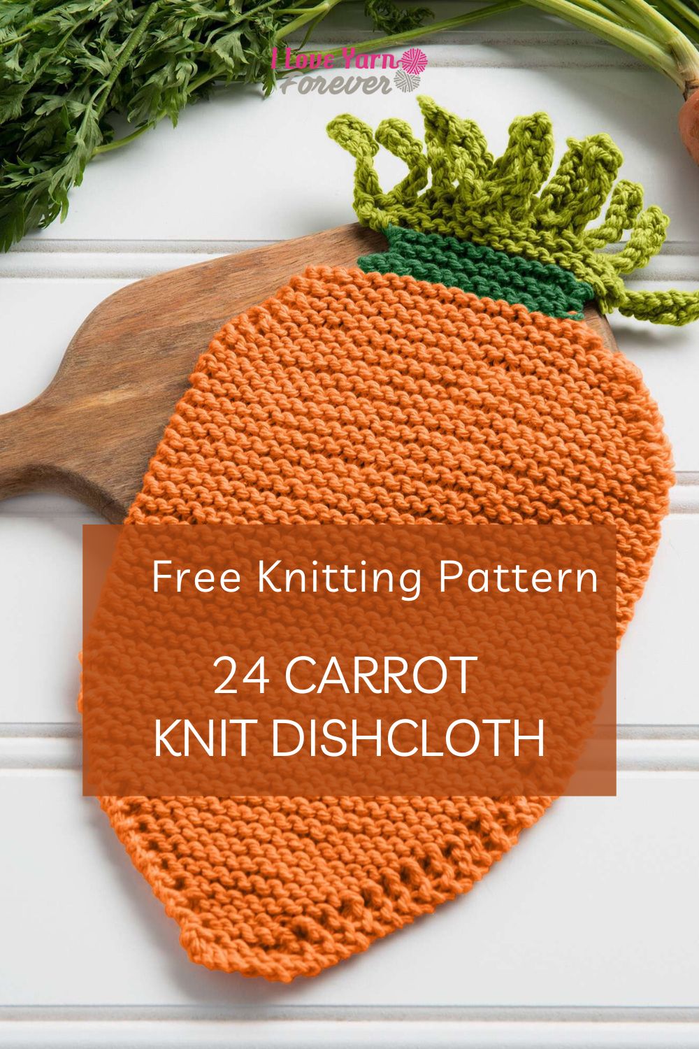 Free Knitting Pattern: 24 Carrot Knit Dishcloth - I Love Yarn Forever