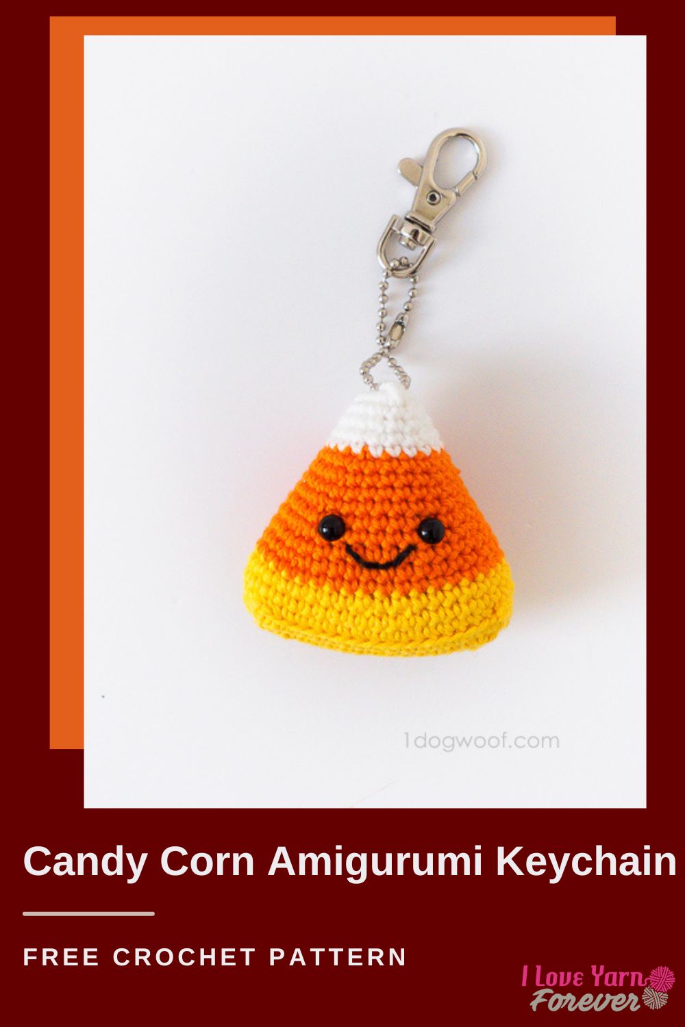 Free Crochet Pattern: Candy Corn Amigurumi Keychain - I Love Yarn Forever